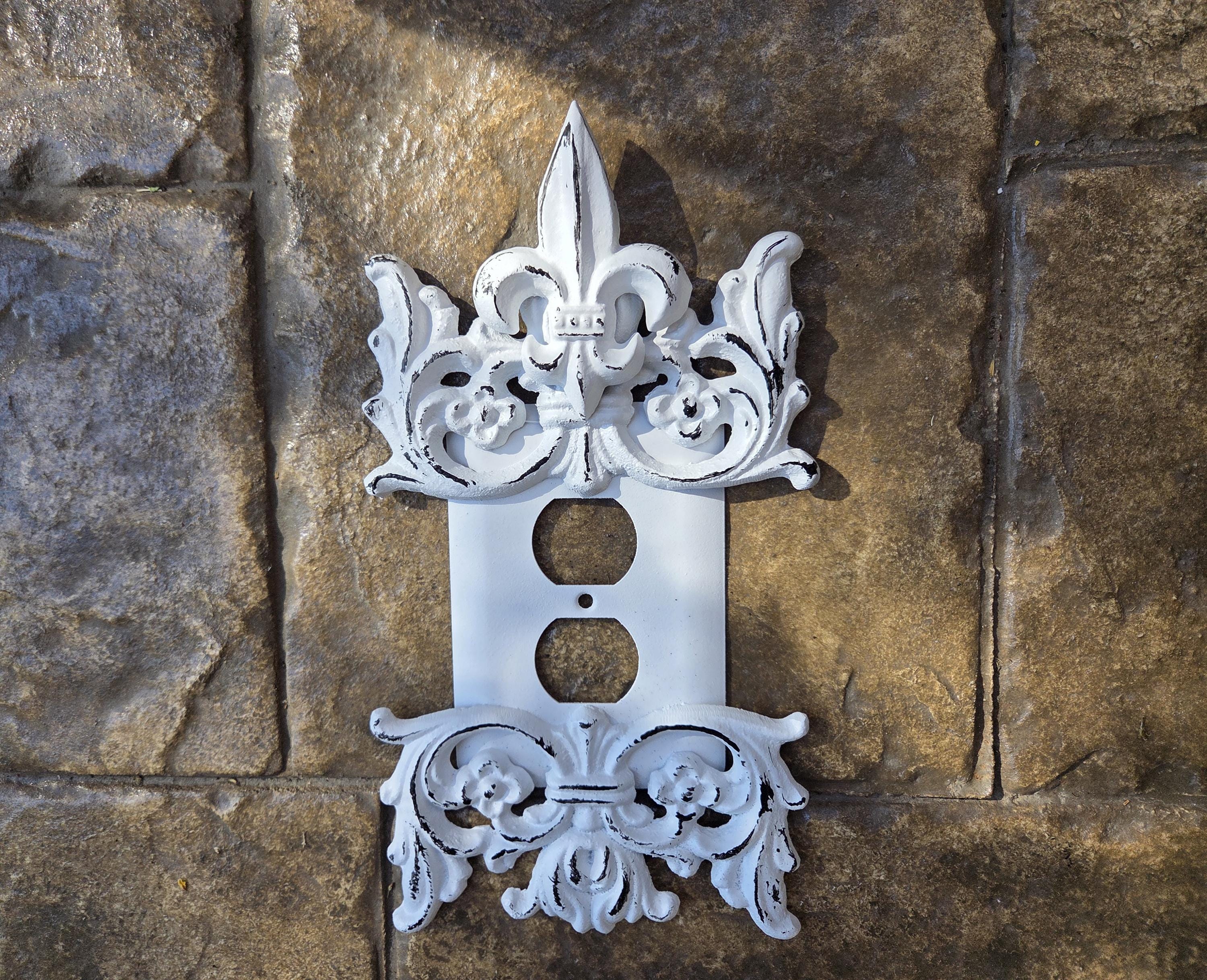 Metal, Outlet Cover Fleur De Lis Plate - PICK YOUR COLOR - Outlet Cover ...
