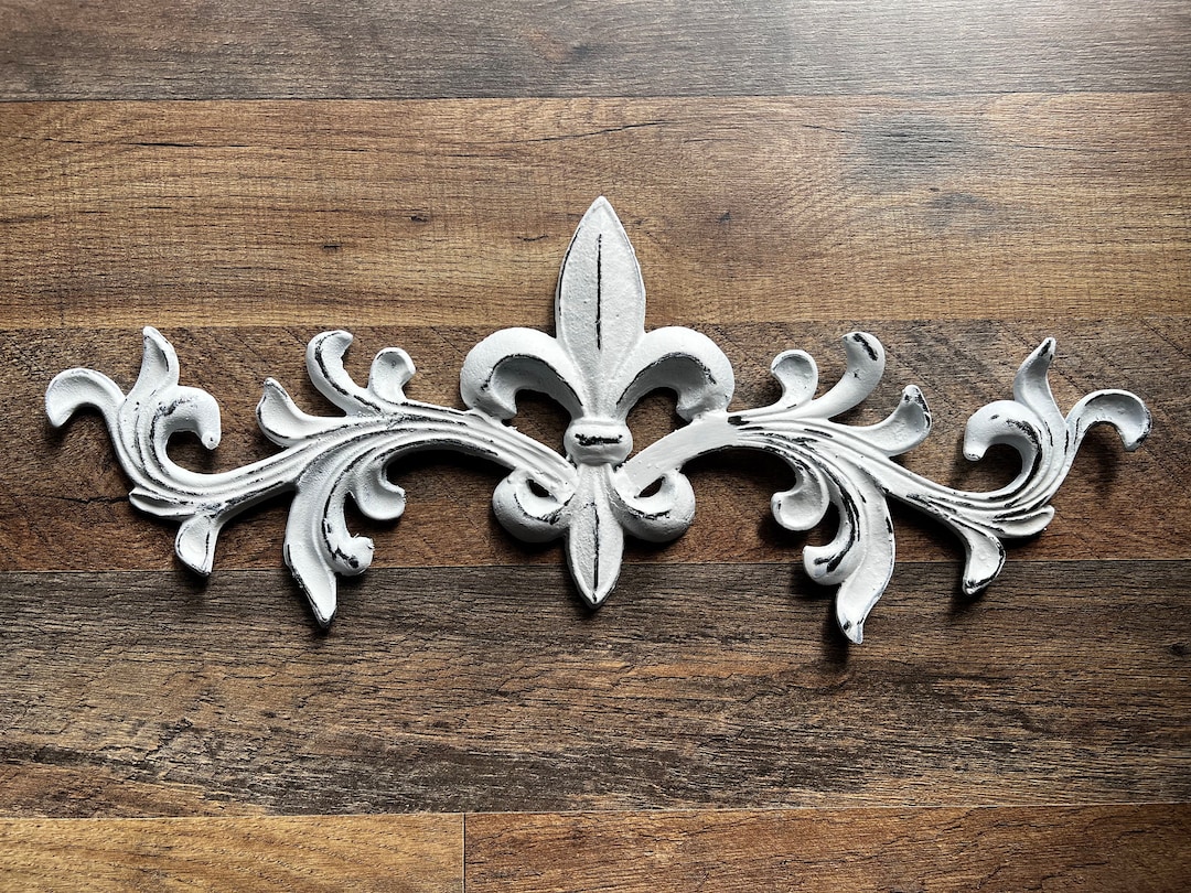 Cast Iron Fleur De Lis Topper | PICK YOUR COLOR | French Style Pediment ...