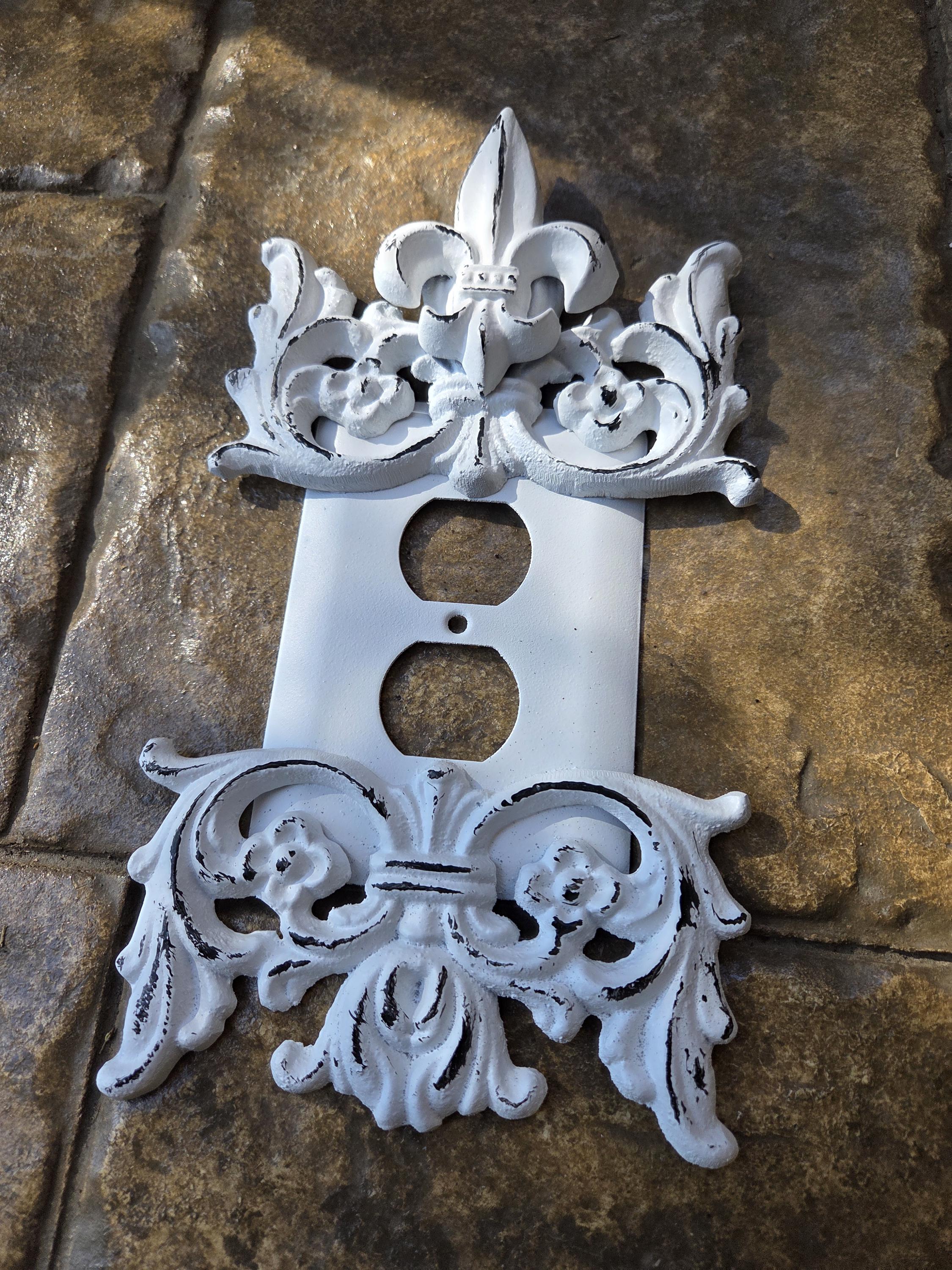Metal, Outlet Cover Fleur De Lis Plate - PICK YOUR COLOR - Outlet Cover ...