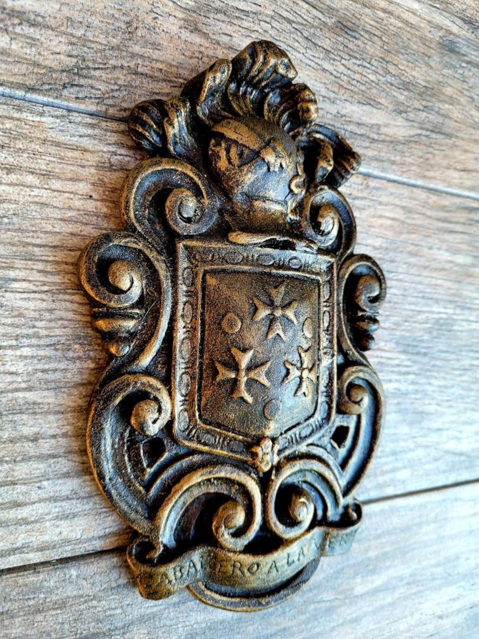 Shield Wall Plaque With Knight Helmet Top With Crosses. PICK YOUR COLOR ...