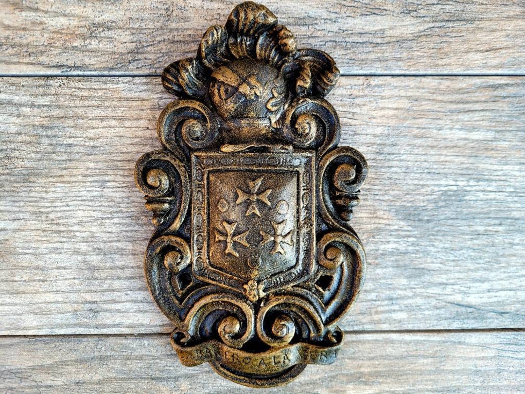 Shield Wall Plaque With Knight Helmet Top With Crosses. PICK YOUR COLOR ...