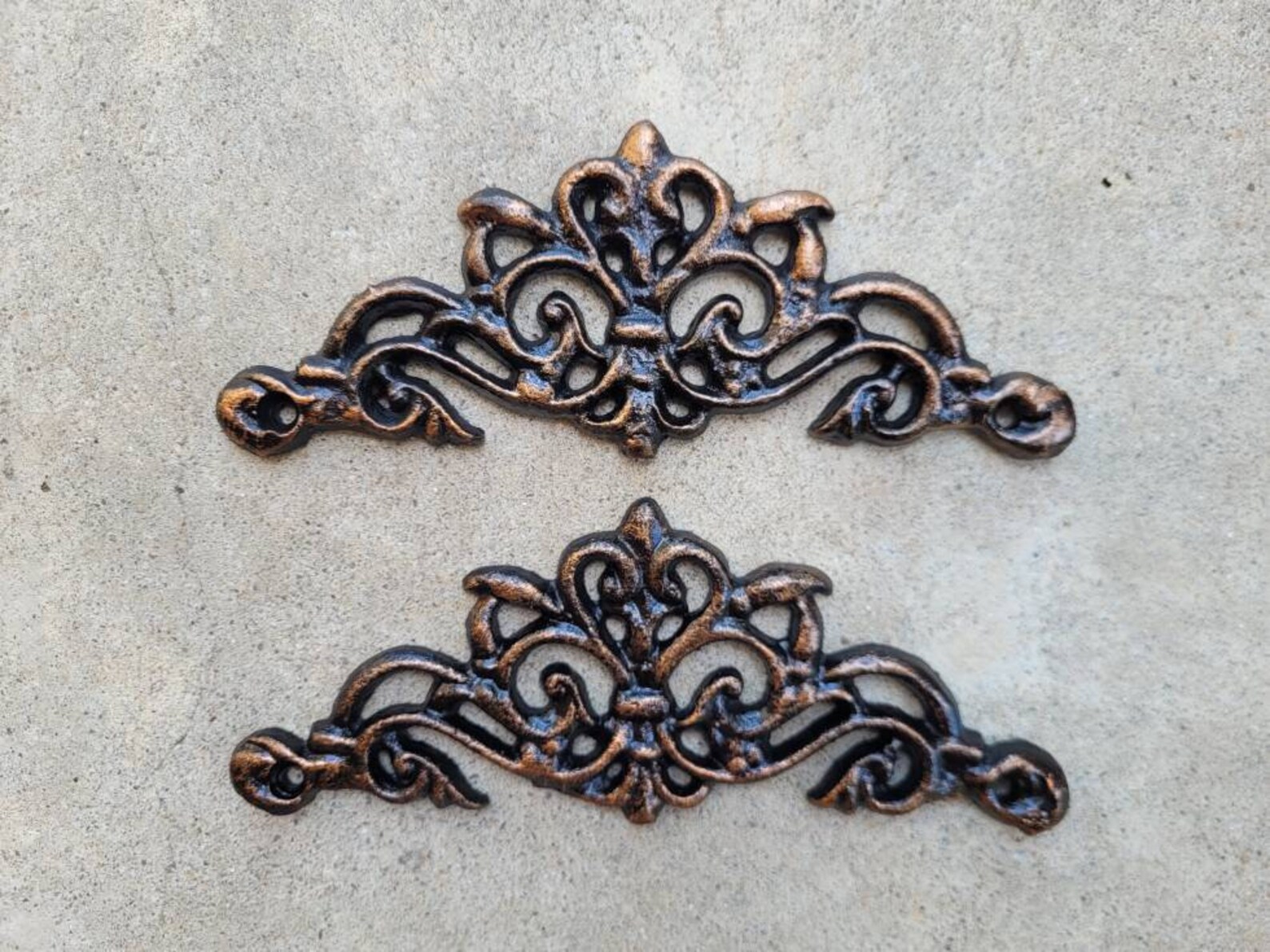 TWO Cast Iron Scroll Toppers PICK Your COLOR Cabinet - Etsy