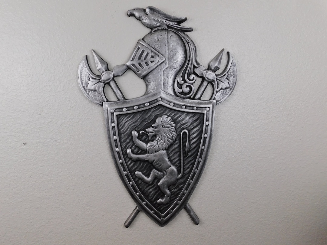 Lion Shield Knight Eagle Medieval Wall Decor | PICK YOUR COLOR | Metal Art Fleur De Lis Coat of ...