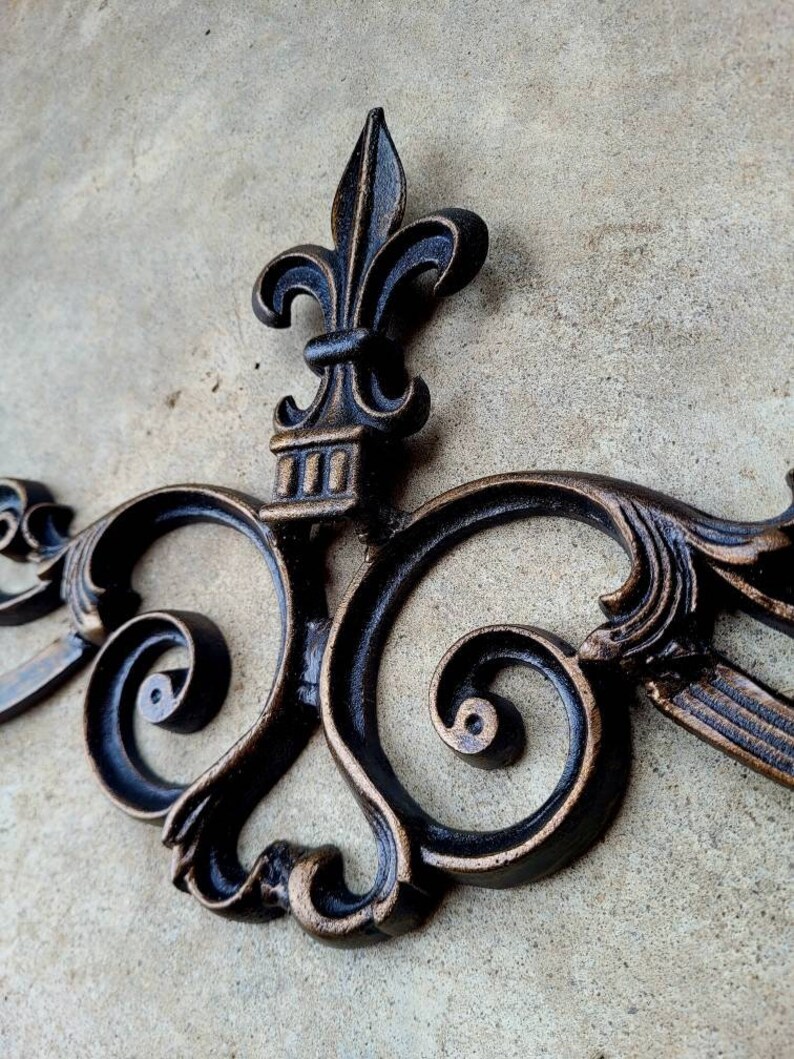 24.25 " Cast Iron Fleur De Lis Topper | PICK YOUR COLOR | Pediment ...