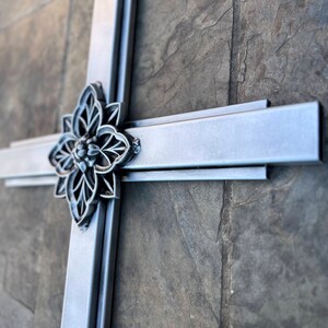 Large Silver Iron Wall Cross. Handmade and Hand Painted. 36 Inches Tall ...