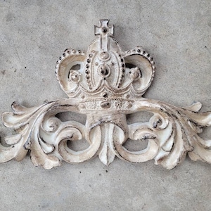 Crown Topper Pediment Art. Cross Fleur De Lis Decor, Scroll Over Door ...