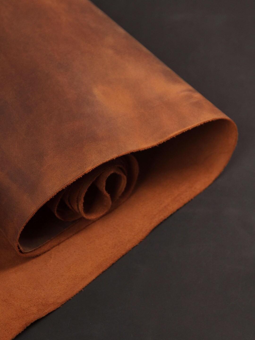 Rustic Brown Crazy Horse Leather Hide – Full Grain Veg-tan Cowhide (1 ...