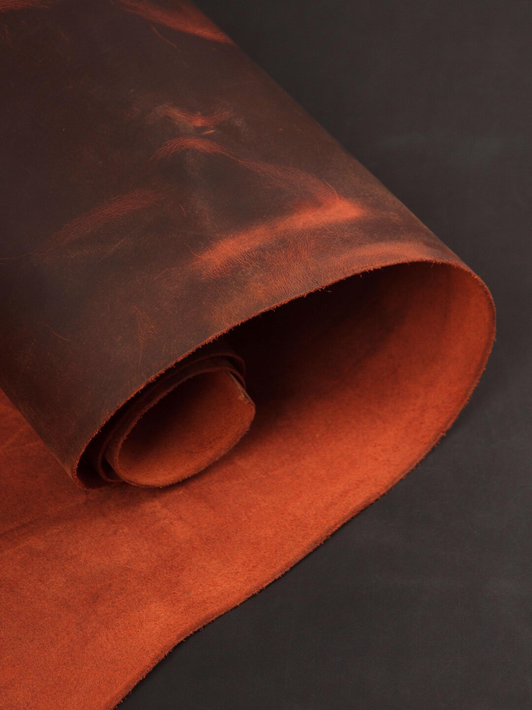 Full Hide Red Brown Crazy Horse Cow Leather – 100% Genuine – Full Grain ...