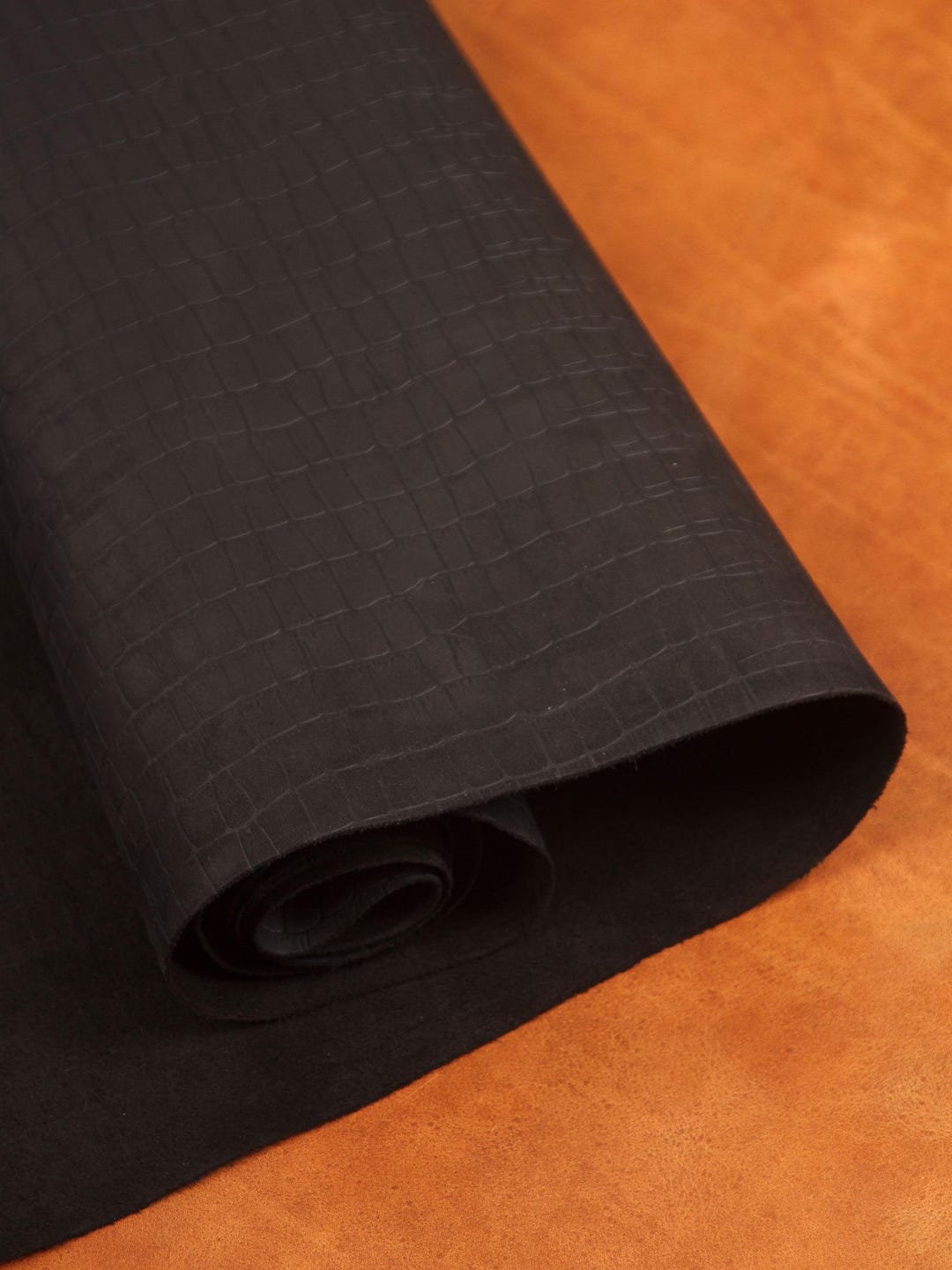 Black Matte Stone Pattern Full Grain Leather, 2m2 | 100% Genuine ...