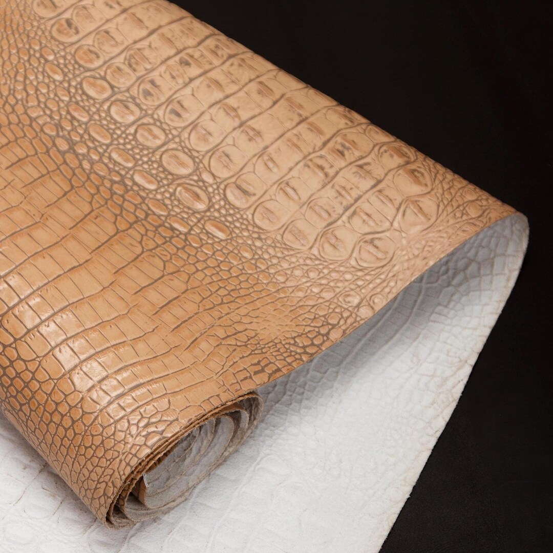 Full Hide Beige Crocodile Embossed Cow Leather – 100% Genuine ...
