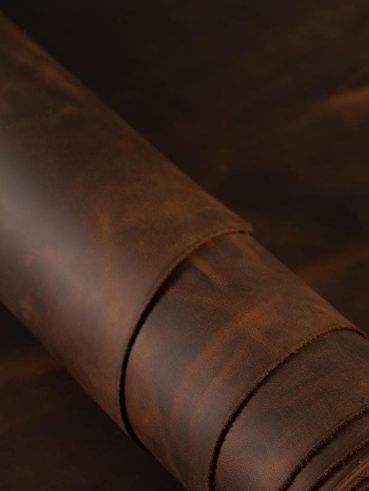Full Hide Chestnut Crazy Horse Cow Leather – 100% Genuine – Full Grain ...