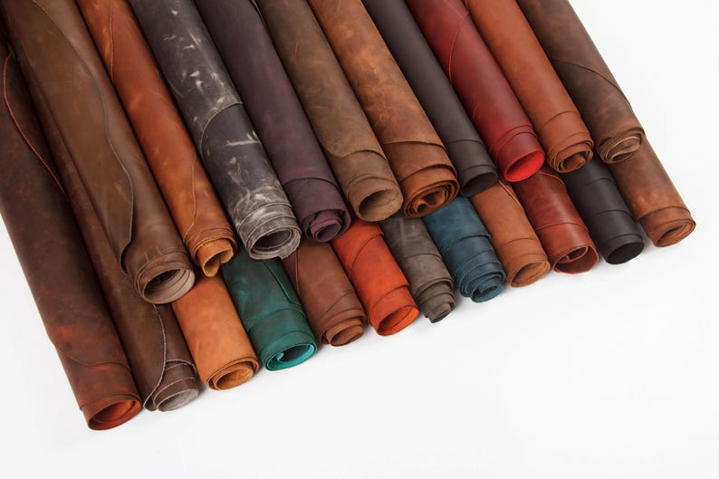Full Hide Chestnut Crazy Horse Cow Leather – 100% Genuine – Full Grain ...