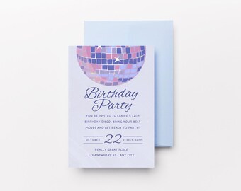 Purple Disco Ball Birthday Invitation | Kids Editable Dance Party ...