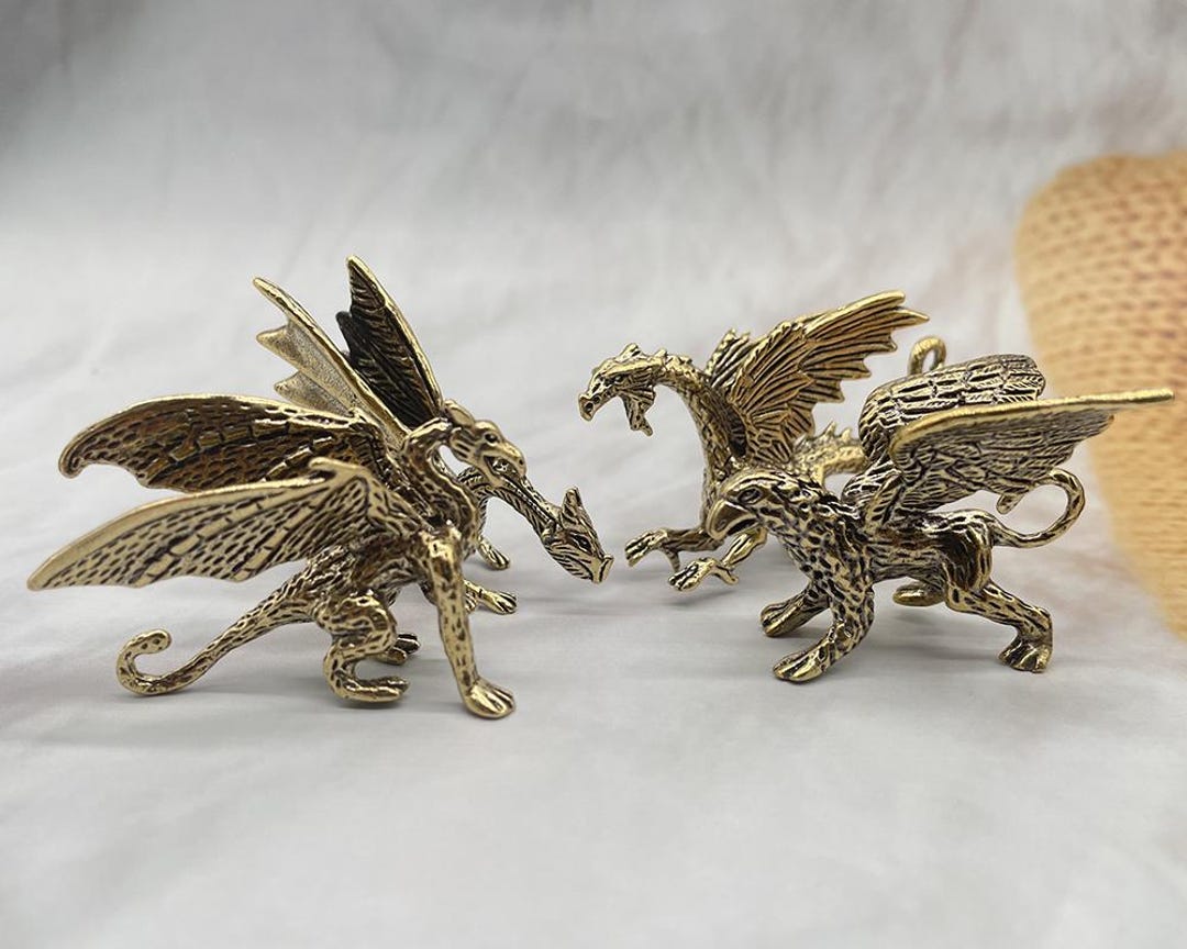 Brass Mythical Beast Figurines - Fire Dragon, Azure Dragon, Wyvern ...