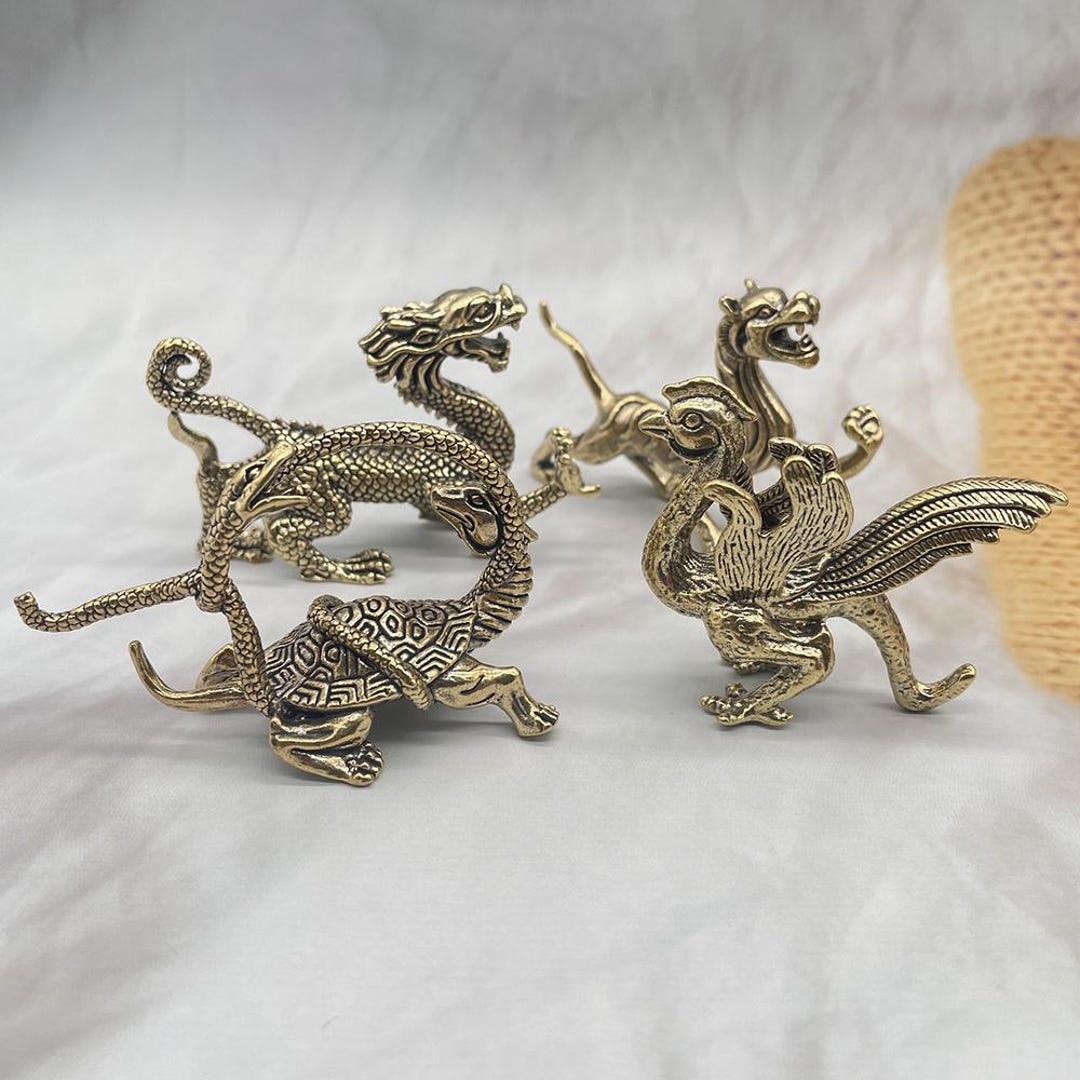 Brass Feng Shui Four Sacred Beasts - Azure Dragon, White Tiger ...