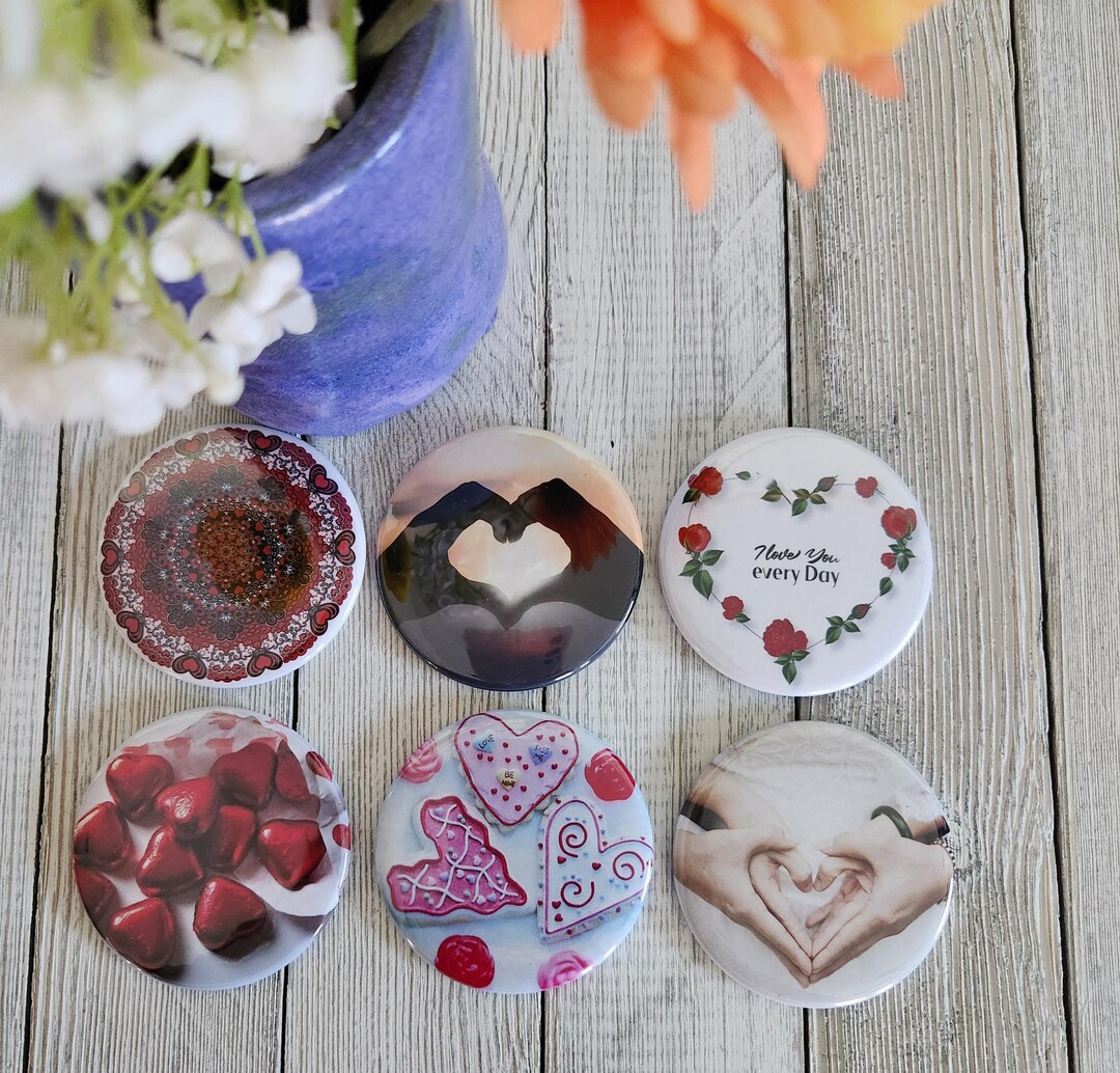 Custom 2.25 Round Valentine Magnets, Fridgemagnets, Hearts, Valentines ...