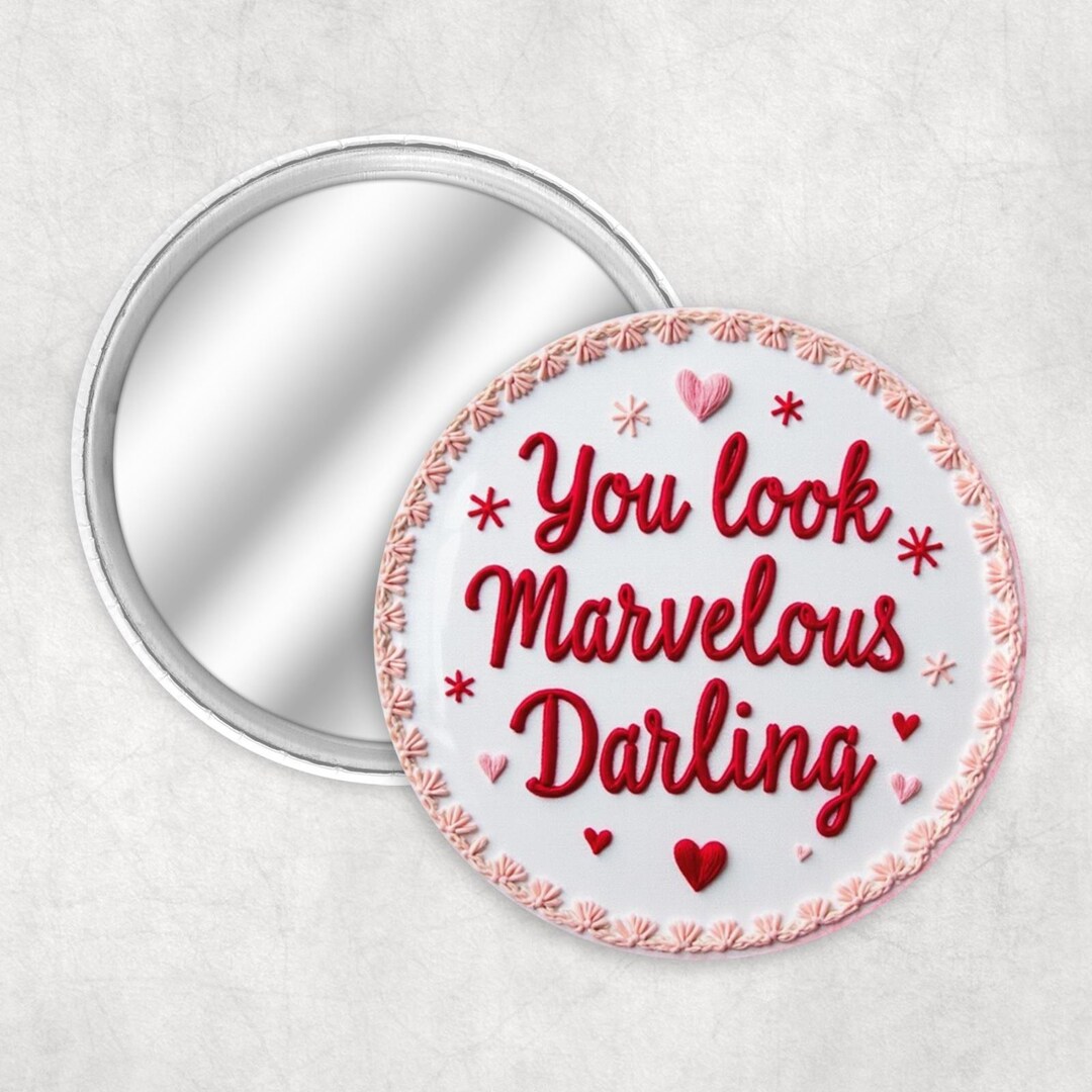 You Look Marvelous Pocket Mirror: Embroidered Style Travel Makeup ...