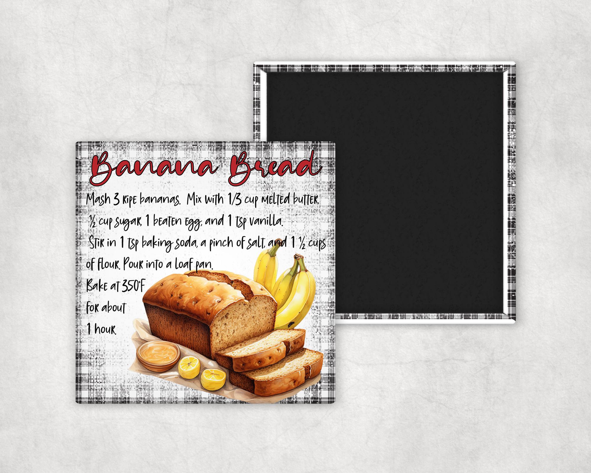 Square Magnet Banana Bread Recipe | Refrigerator Magnet - Etsy