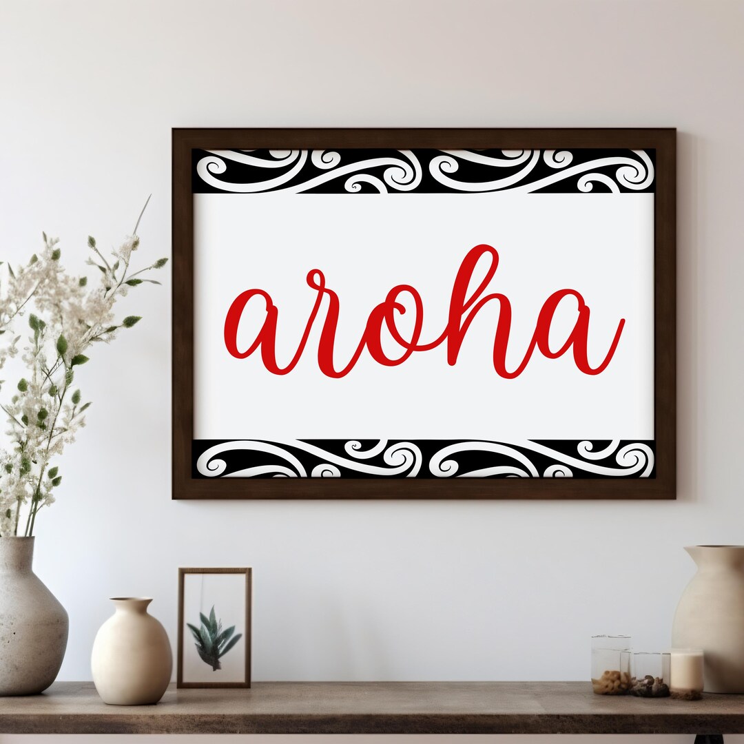 Aroha - Black/red Aotearoa NZ Digital Print | Te Reo Māori Wall Art ...