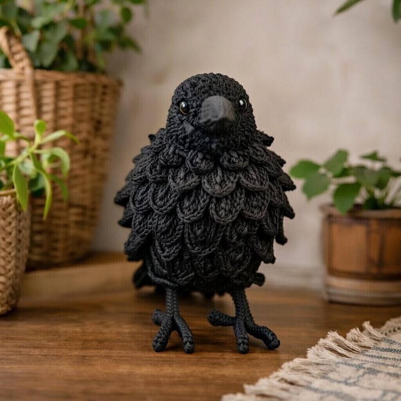 Black Raven Amigurumi Crochet Pattern – Crow Crochet Toy Plushie ...