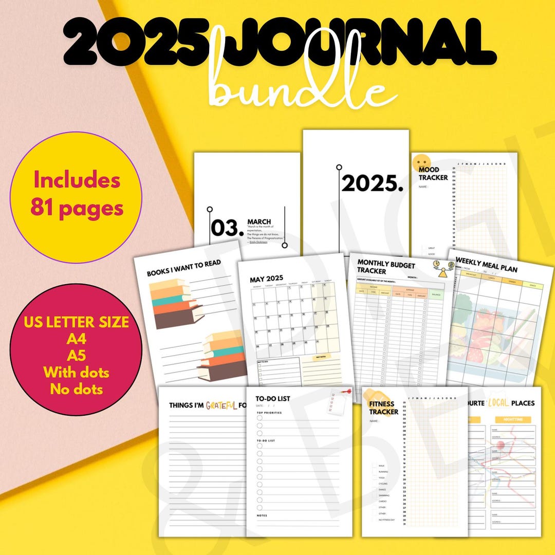 Printable Journal Bundle, 2025 Digital Agenda, Life Planner, A5, A4 and ...