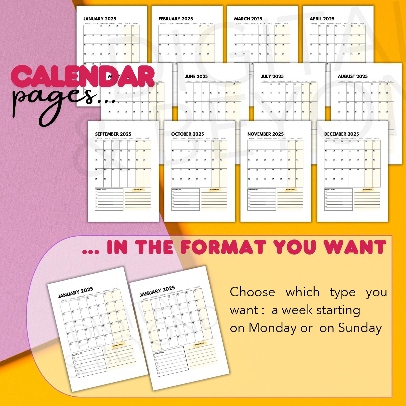 Printable Journal Bundle, 2025 Digital Agenda, Life Planner, A5, A4 and ...