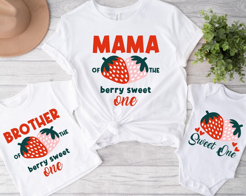 Berry First Birthday Family Shirts: Sweet One Strawberry Theme - Etsy