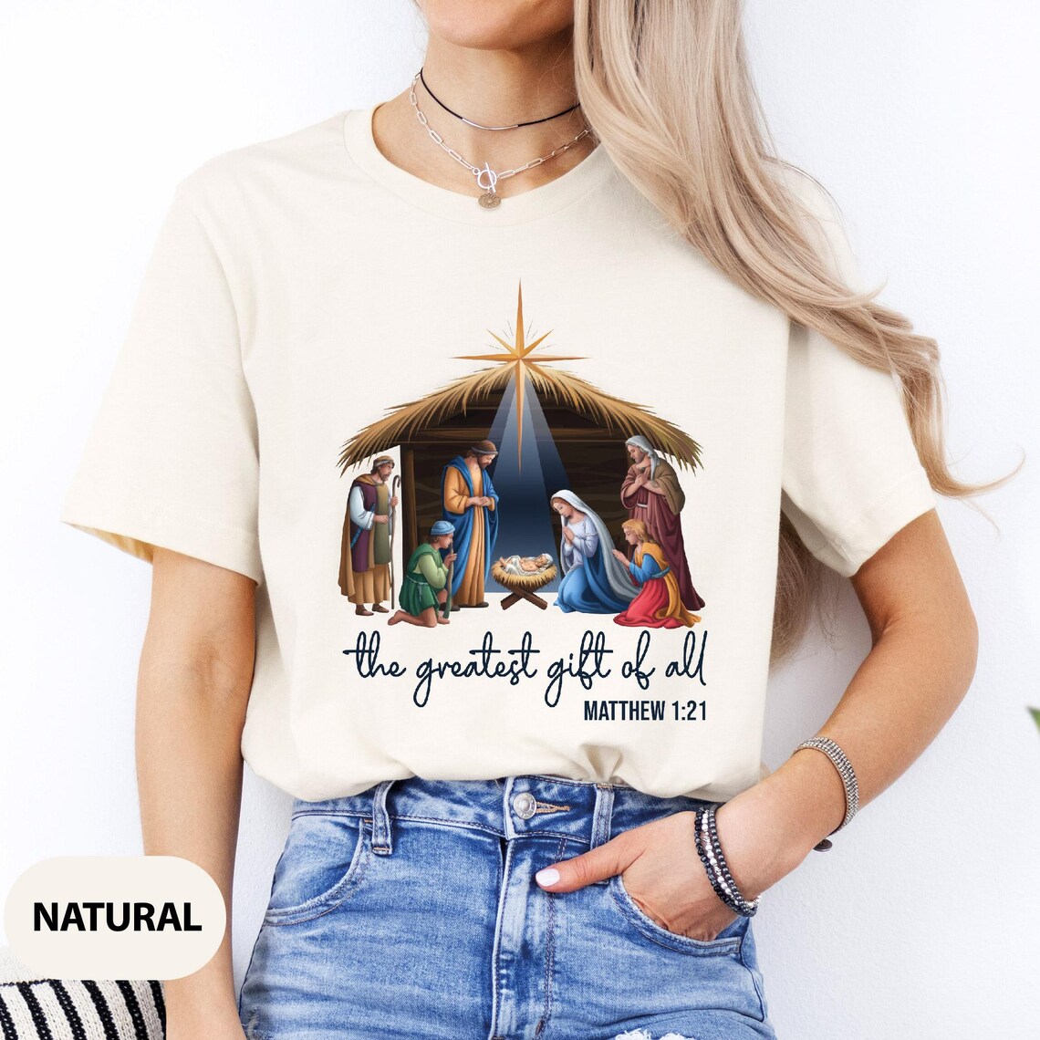 Nativity Scene Christmas Shirt: the Greatest Gift, Religious Tee - Etsy