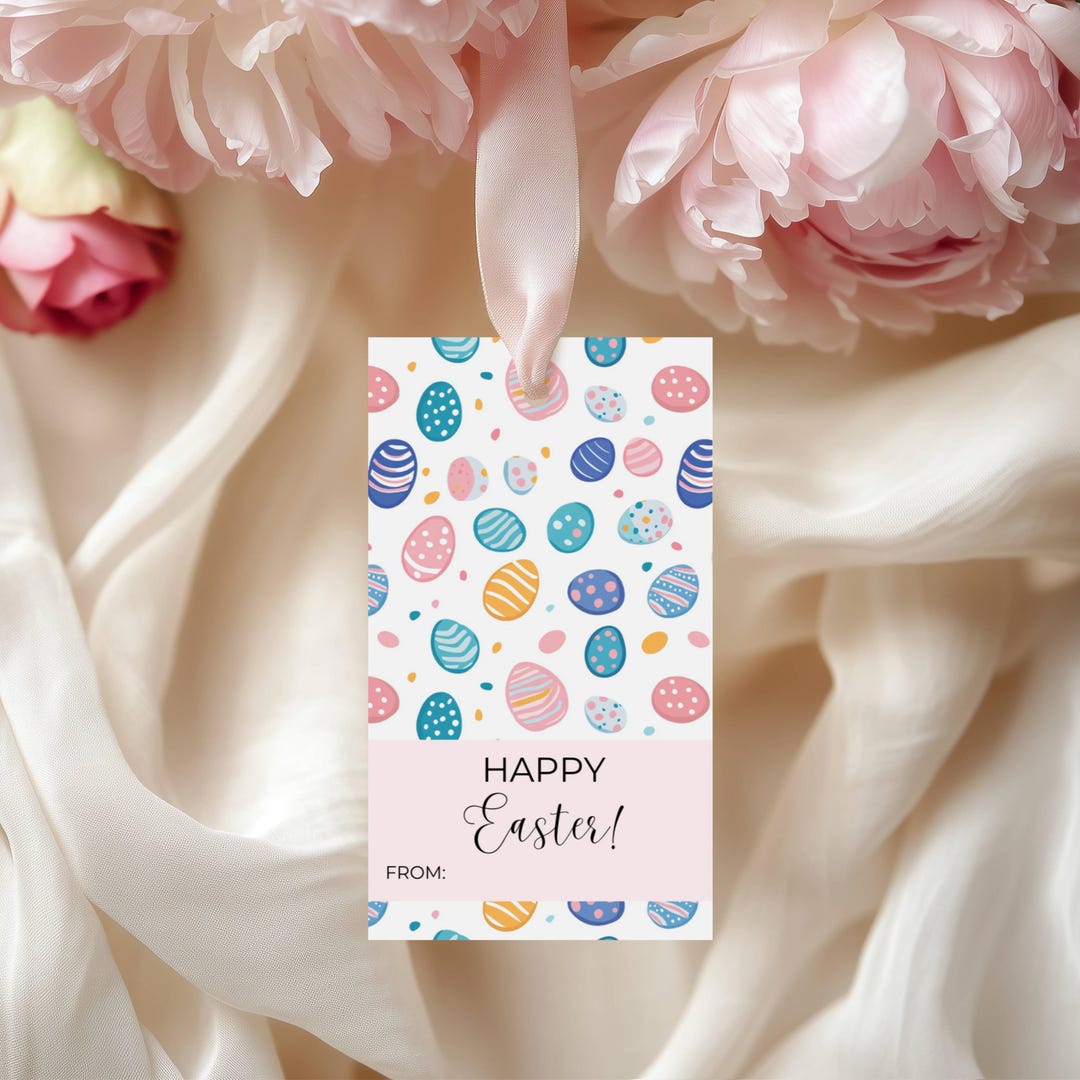 Printable Happy Easter Gift Tag, Kids Classroom Easter Name Tag, Easter ...