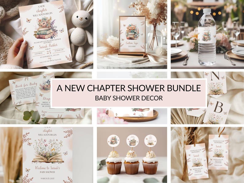 A New Chapter Will Soon Begin Baby Shower Bundle, Storybook Baby Shower ...