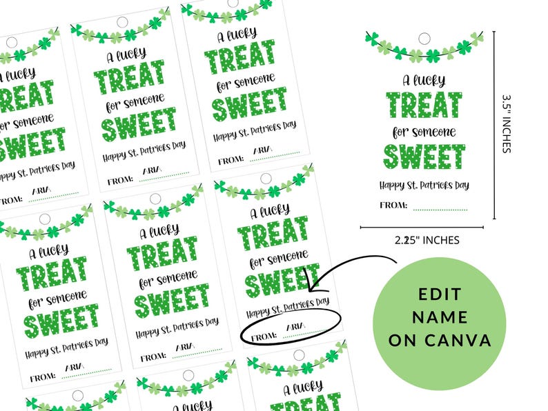 St. Patricks Day Tag Printable, Lucky Treat for Someone Sweet Treat ...