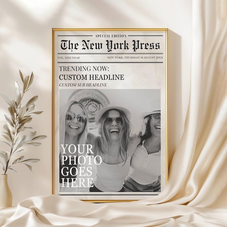 Custom Newspaper Print, Friendship Wall Art, Personalized Newsprint ...
