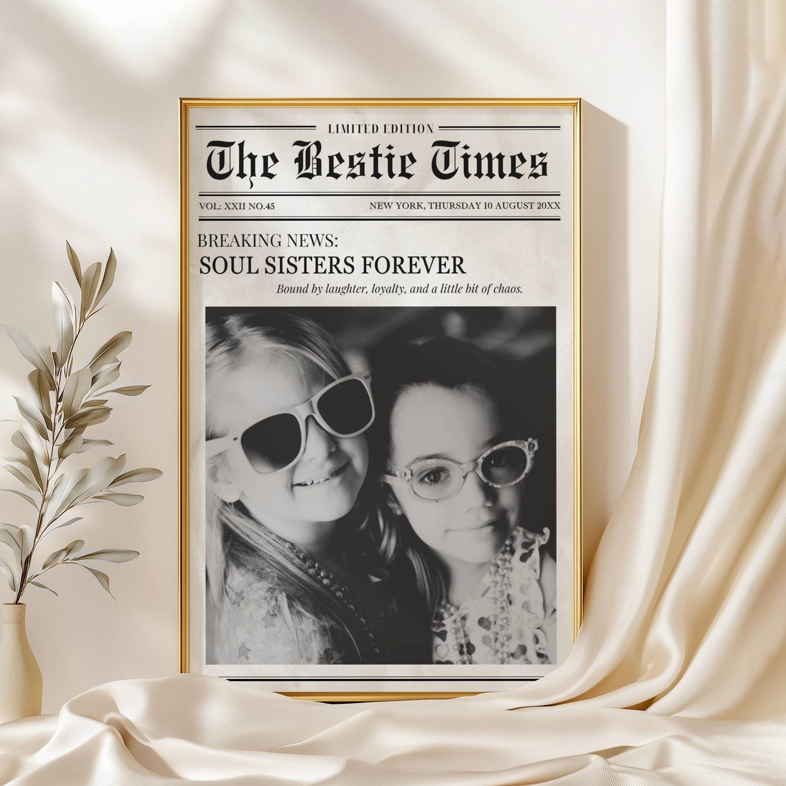 Customizable Newspaper Print: Personalized Friendship Gift (digital ...
