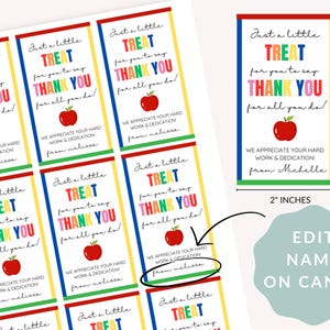 A Little Treat to Say Thank You Teacher Gift Tags, Happy Teacher ...