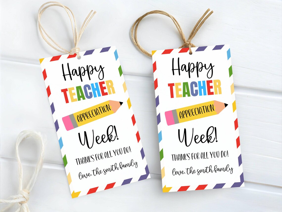 Happy Teacher Appreciation Week Gift Tags, Teacher Appreciation Gift ...