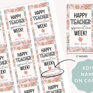 Happy Teacher Appreciation Week Gift Tags, Teacher Appreciation Gift ...