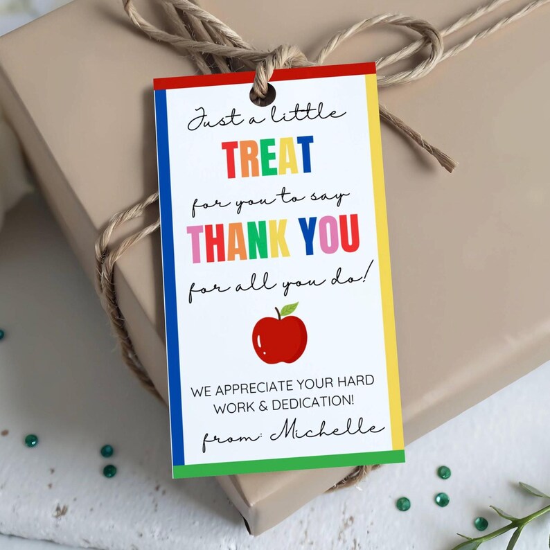 A Little Treat to Say Thank You Teacher Gift Tags, Happy Teacher ...