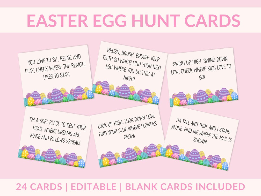 Easter Egg Hunt Card Game, Editable Easter Scavenger Hunt Game, Easter ...