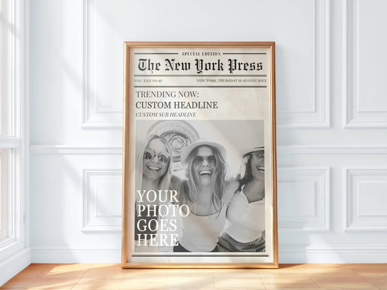 Custom Newspaper Print, Friendship Wall Art, Personalized Newsprint ...