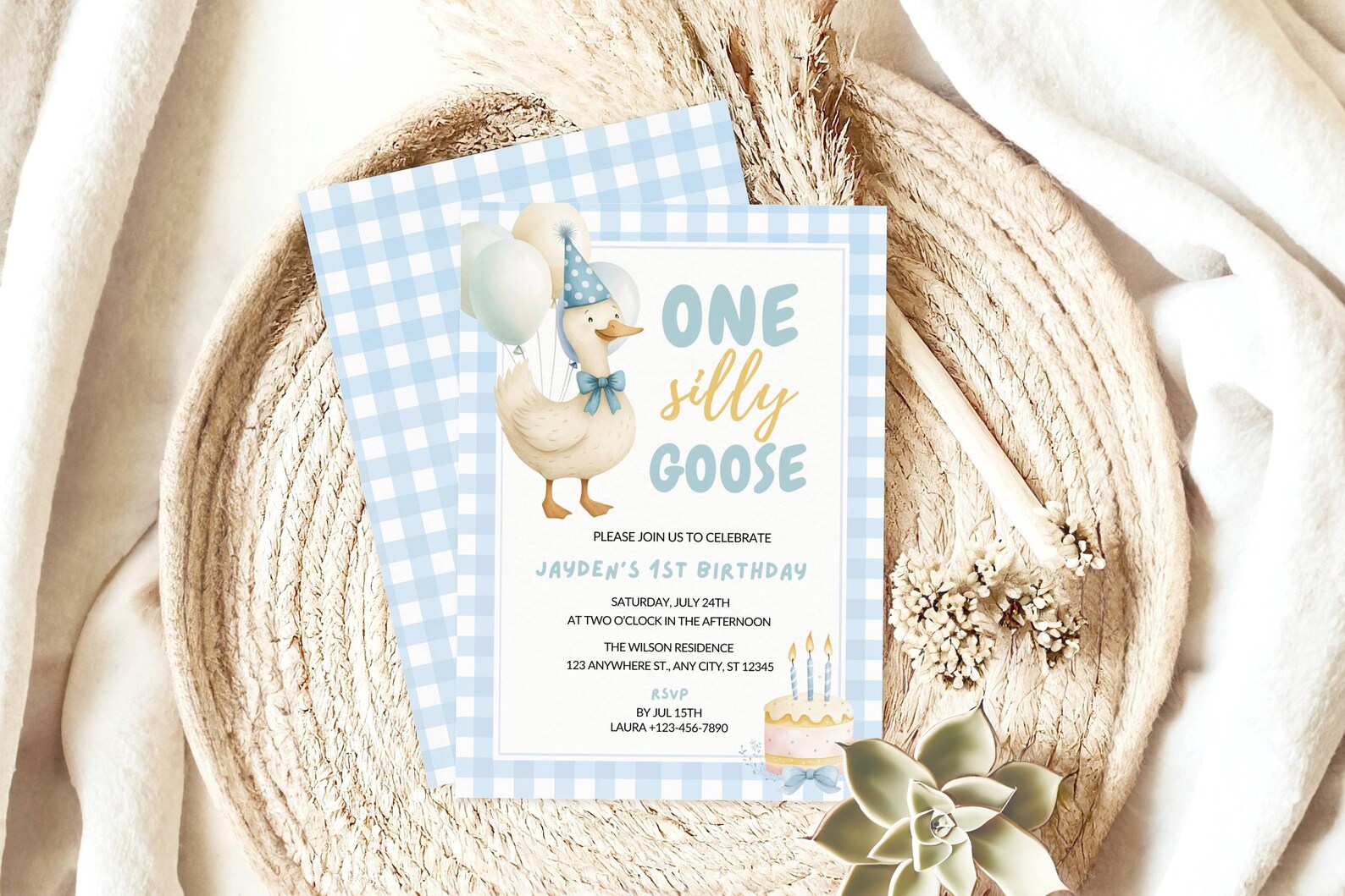 One Silly Goose Birthday Invitation Template, Boy 1st Birthday Invite ...
