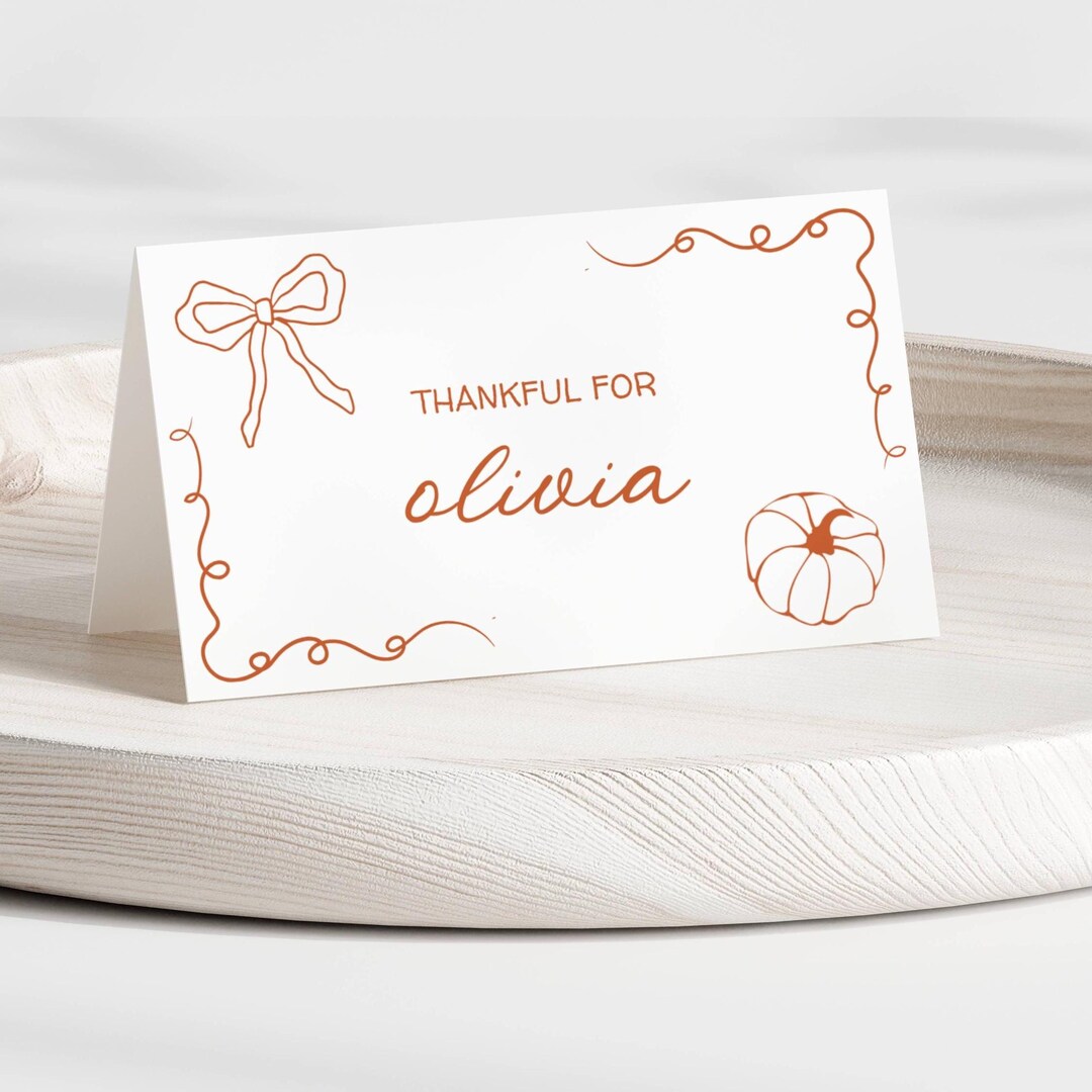 Thanksgiving Handwritten Name Cards, Friendsgiving Table Card Printable ...