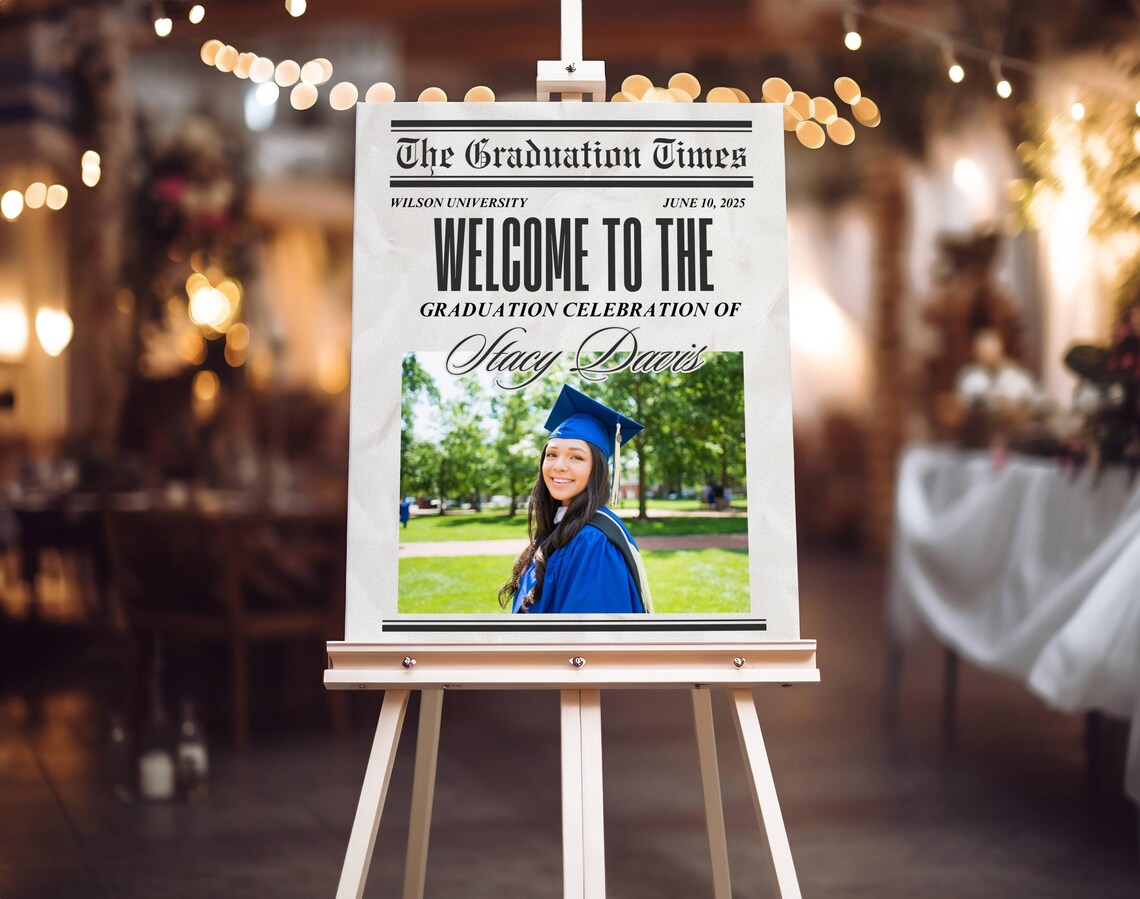 Photo Graduation Newspaper Welcome Sign, Editable Graduate Poster ...