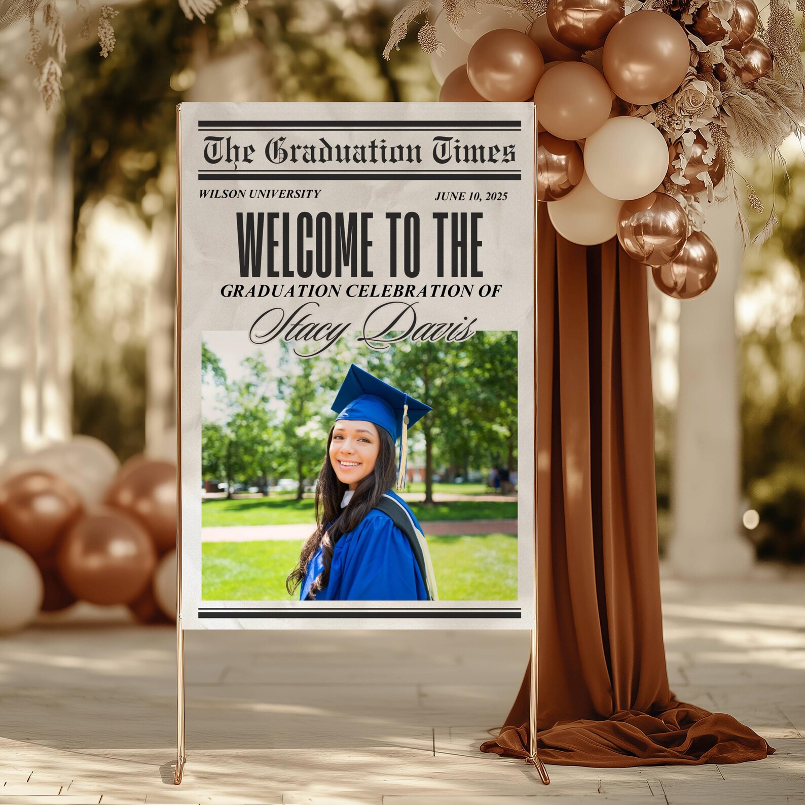 Photo Graduation Newspaper Welcome Sign, Editable Graduate Poster ...