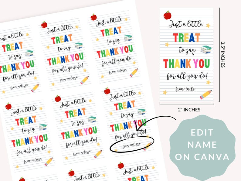 Happy Teacher Appreciation Week Gift Tags, A Little Treat to Say Thank ...