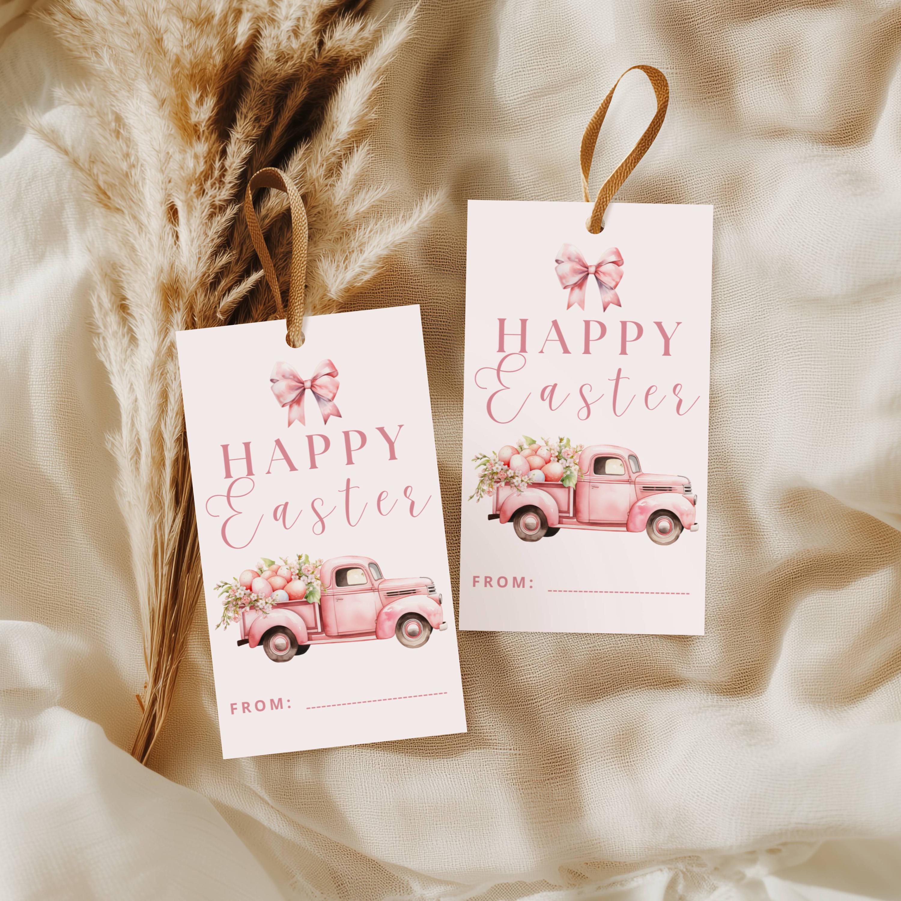 Printable Happy Easter Gift Tags, Easter Bunny Favor Tag for Kids ...