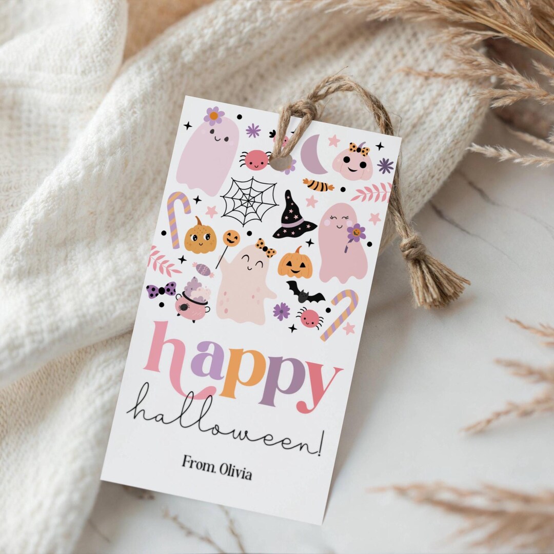 Boo Halloween Favor Tags, Editable Happy Halloween Gift Tags, Trick or ...