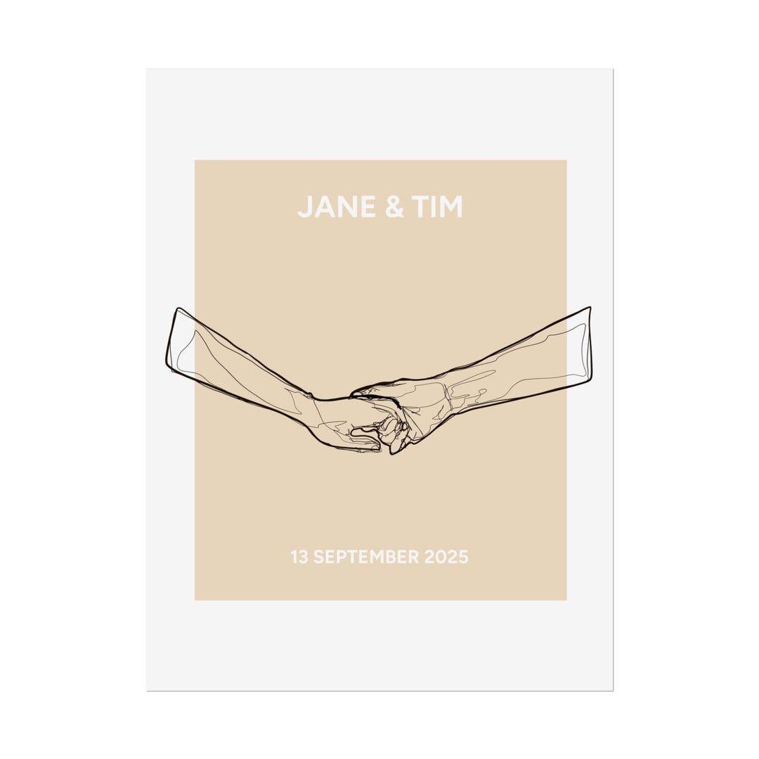 Personalised Delicate Hand-holding Line Drawing With Custom Names and ...