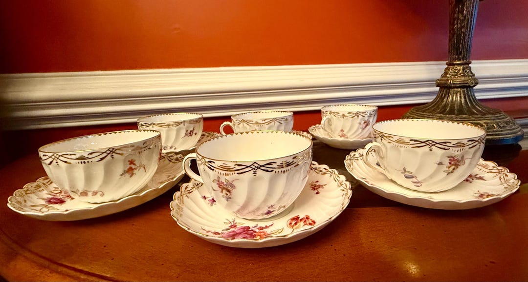 Antique HERMANN OHME Dresden Germany Silesia Porcelain Tea Cups With ...