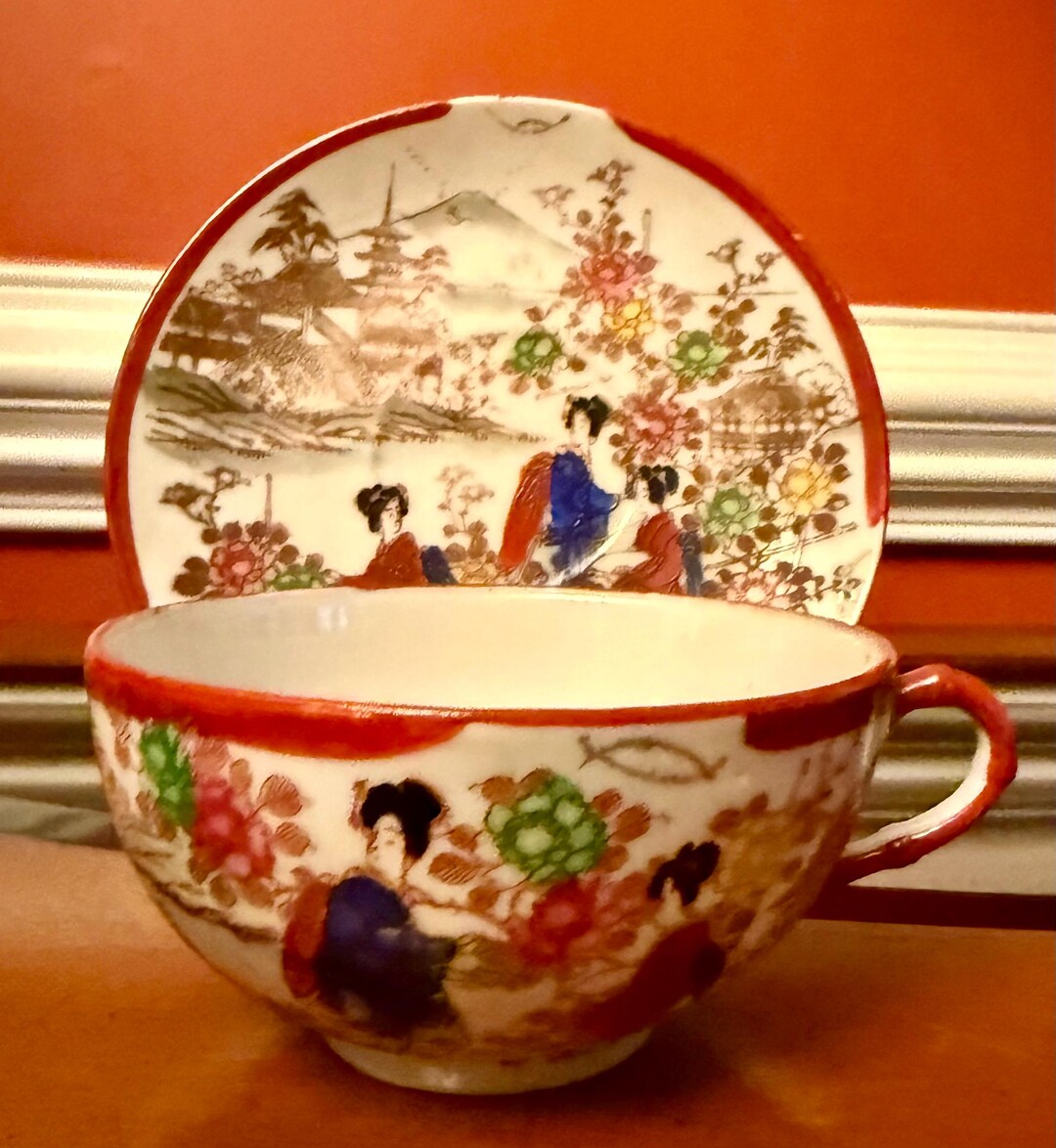 Vintage Japanese Geisha Ware Hand Painted TEA CUP/SAUCER Set of 6 - Etsy