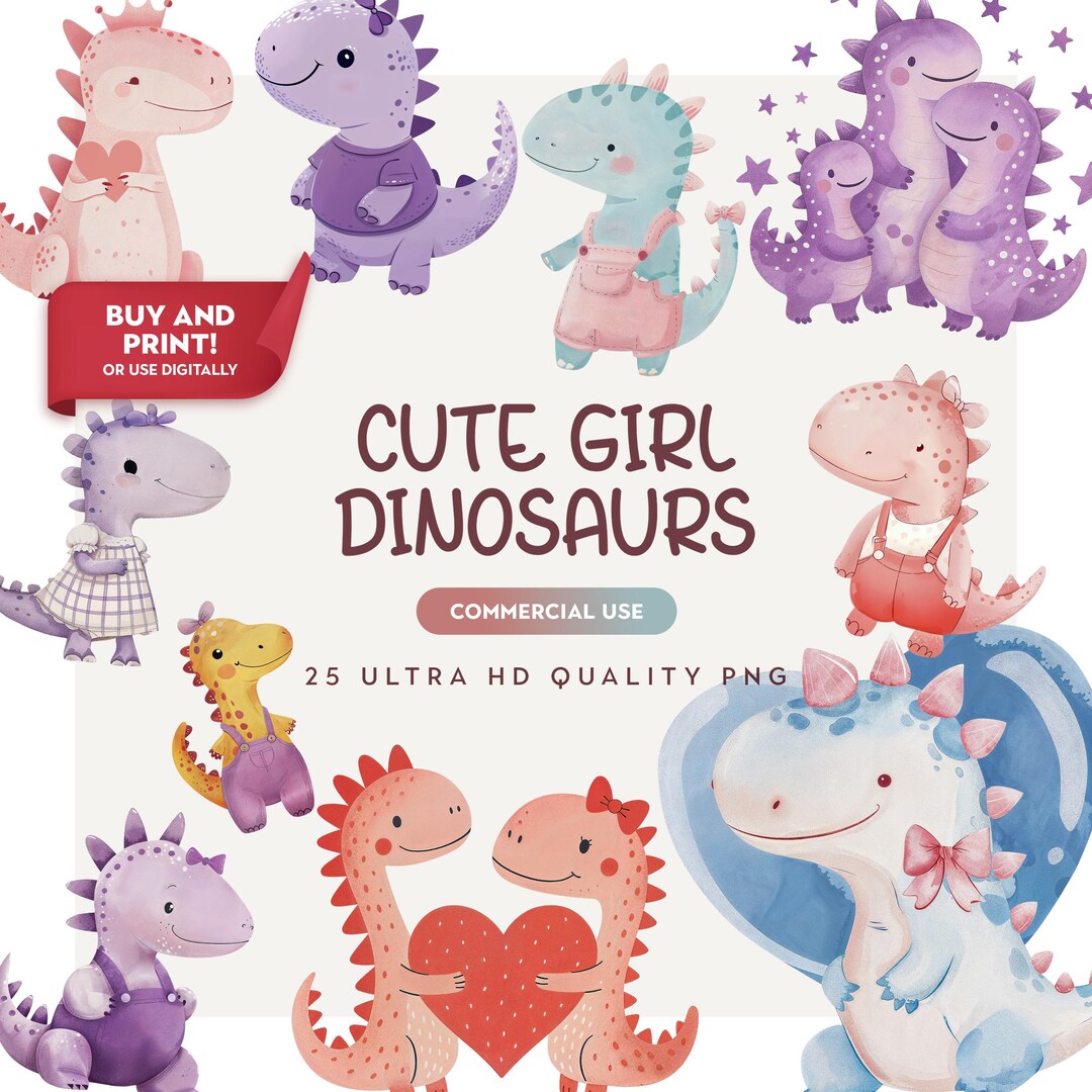 Cute Girl Dinosaur Clipart, Pink Dinosaur PNG, Pastel Dino Clip Art ...